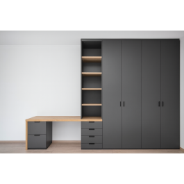 Black Wardrobe with Desk, Drawers & Open Shelves | Maimo Furniture Cameroon