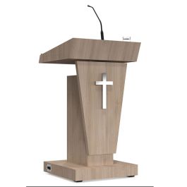 Church Podium with Cross – Modern Wooden Pulpit by Maimo Furniture